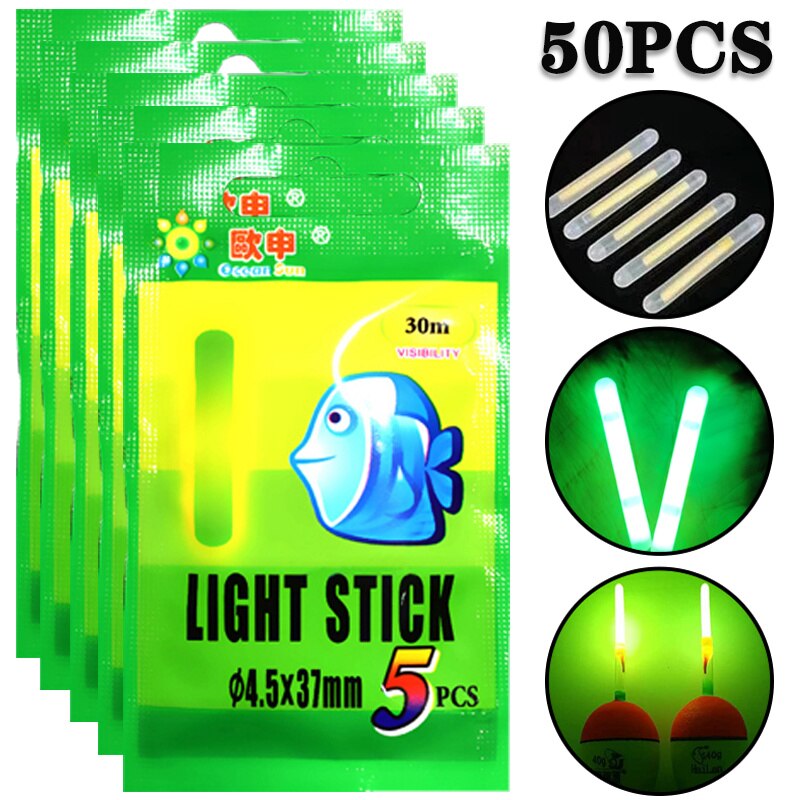 50PCS Fishing Float Fluorescent Lightstick Light Night Float Rod Light ...