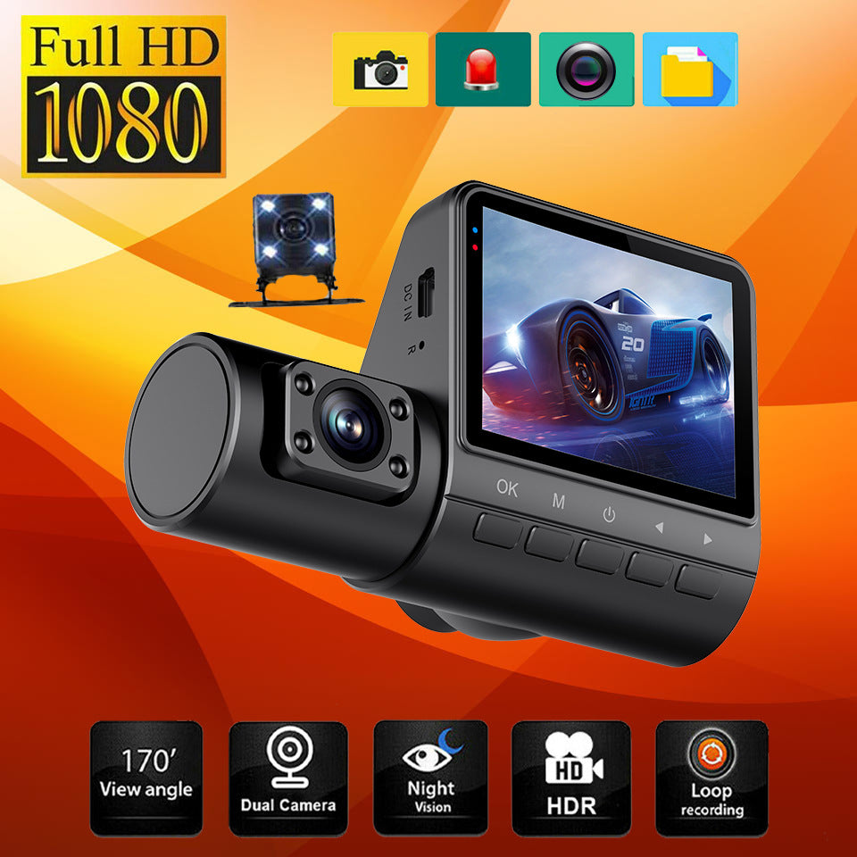 3 Channel 170° Wide-angle Car DVR HD 1080P 3-Len Inside Vehicle Dash C ...