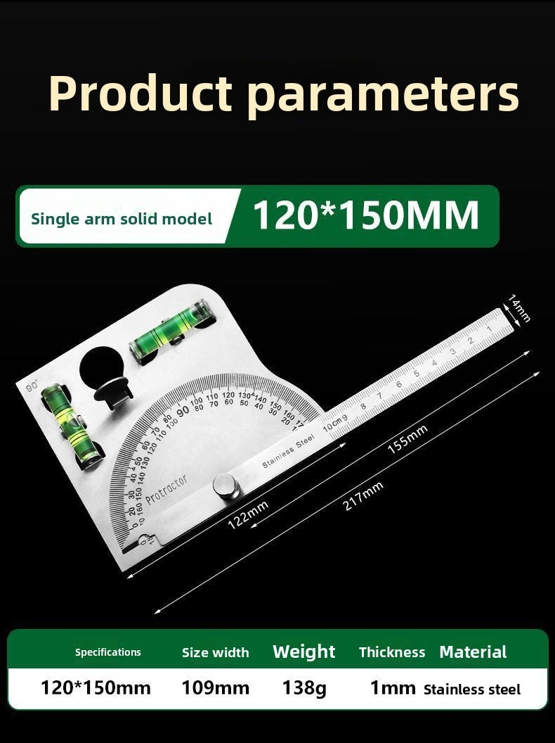 High-precision protractor Stainless steel angle gauge Woodworking prot ...
