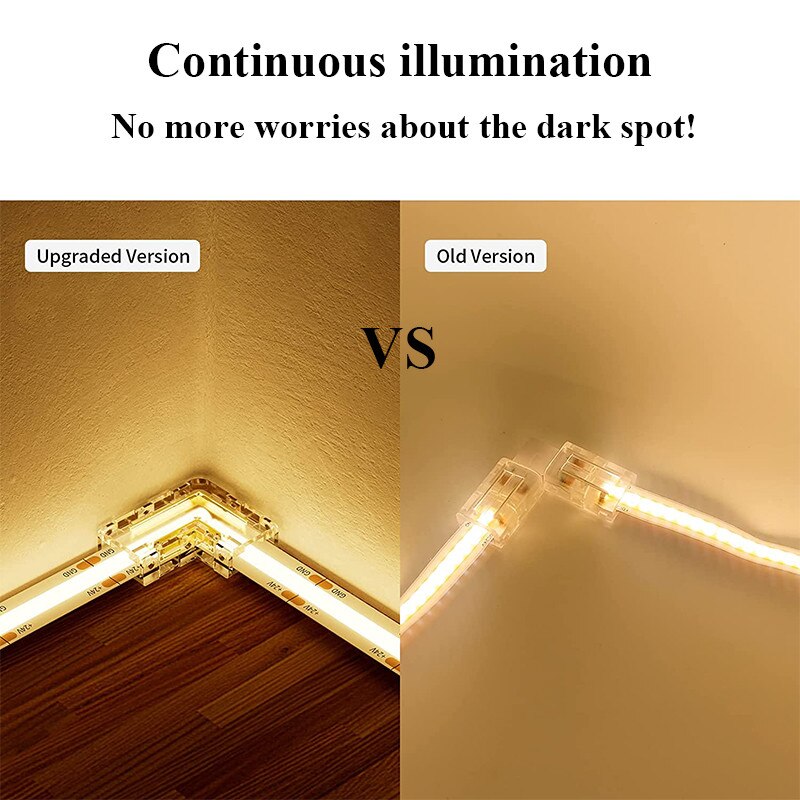 10PCs 2Pin LED Strip Connector L Shape COB Light Strip Joint for 10mm ...
