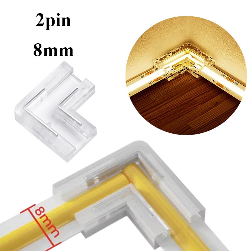10PCs 2Pin LED Strip Connector L Shape COB Light Strip Joint for 10mm ...