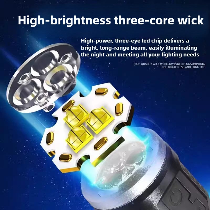 100-Watt 3-Core Mini High-intensity Flashlight Arc Lighter with Side L ...