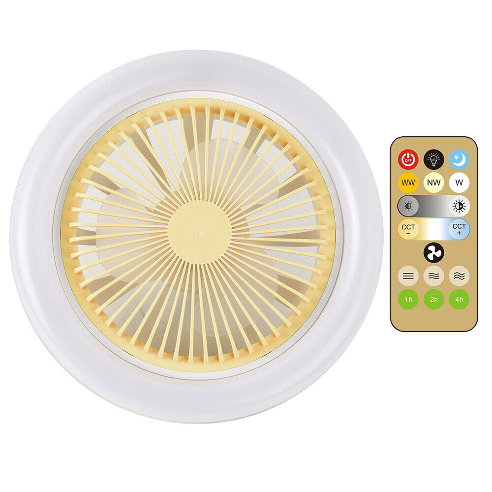 E27 LED Ceiling Fan Light 3-speed Cooling Fan Remote Fan Light 30W Di ...