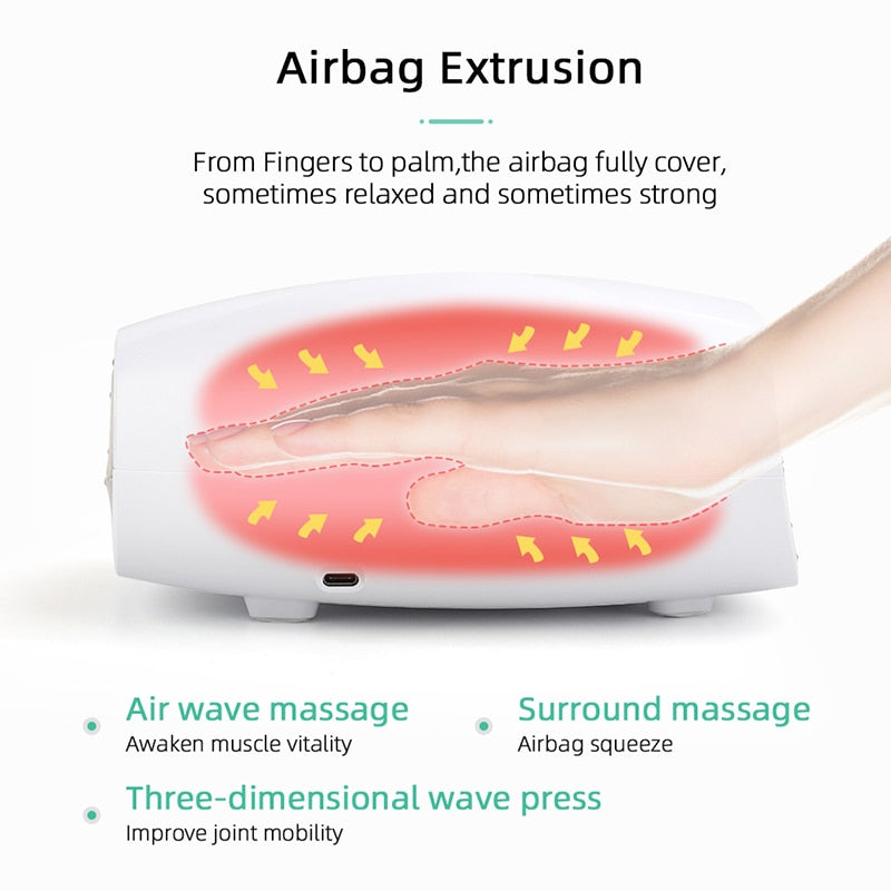 Smart Auto Timer Hand Massager Pneumatic Pressure Heat Compress Elimin ...
