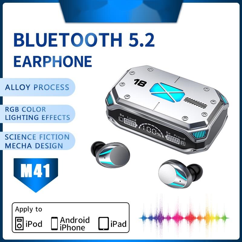 TWS RGB Lights Cool Mecha Wind Headphones Touch Control Noise Cancelin ...