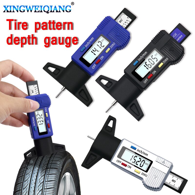 Tire Tread Depth Brake Pad Gauge Electronic Digital Display Vernier Ca ...