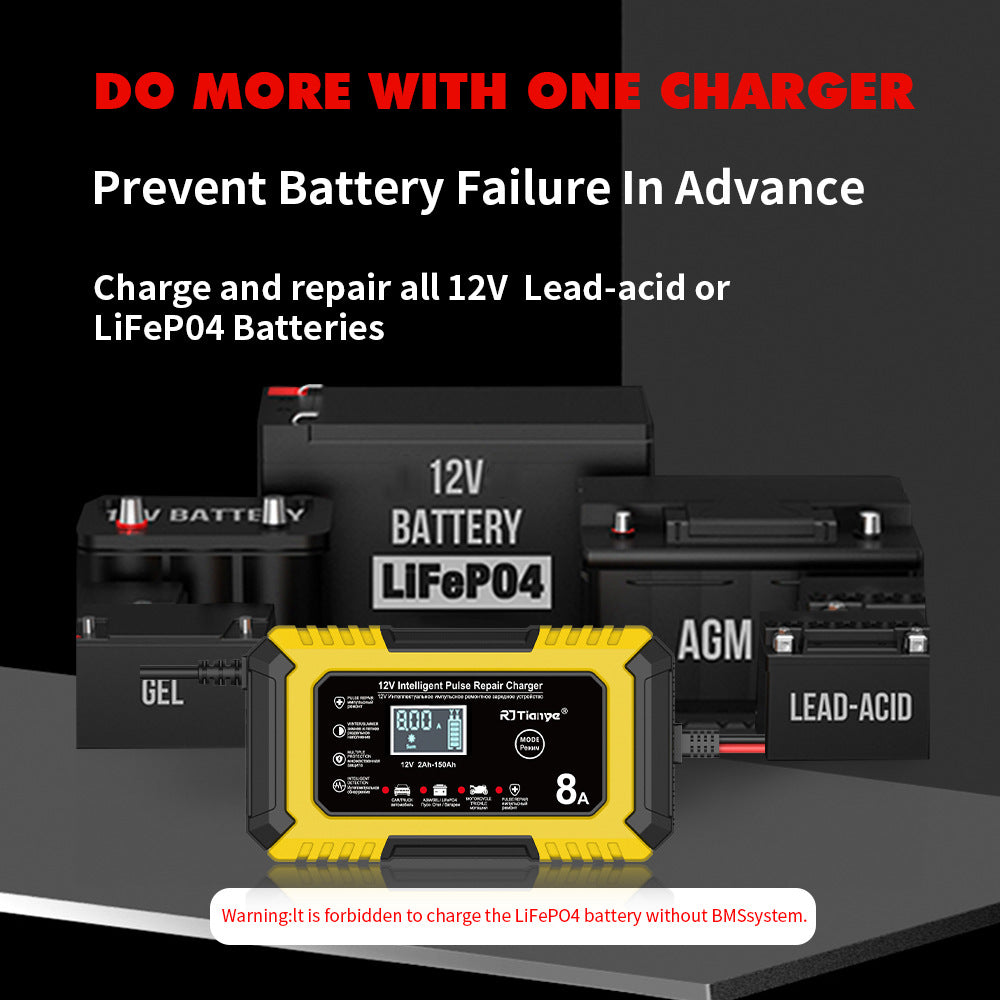 12V 8A Smart Pulse Repair Car Battery Fast Charger LCD Display Smart A ...
