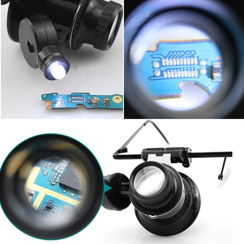 5x Glass Magnifying , Adjustable Eye Distance, Equipped with White LED ...
