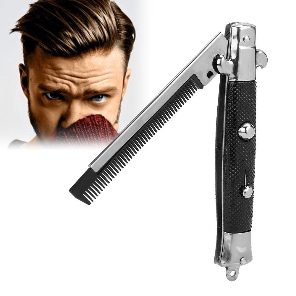 Folding Spring Comb Automatic Combs Foldable Knife Brushes Hair Trimme ...
