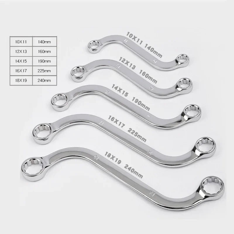 S-Style Double-Ended Box Wrench 5-Piece Set 12-Point Box Ends Wrench E ...