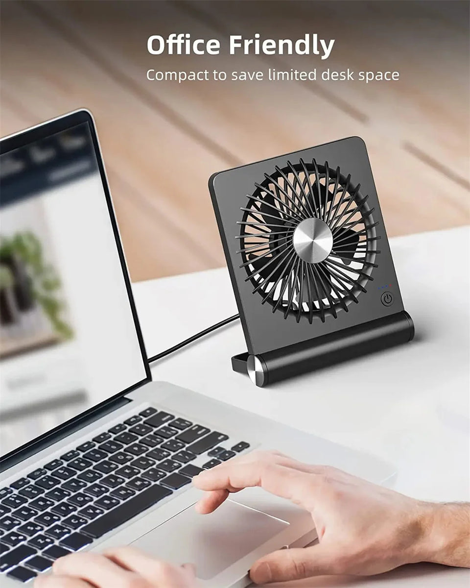 Strong Wind Ultra Quiet Small Desk Fan 220° Tilt Folding 3 Speeds Adju ...