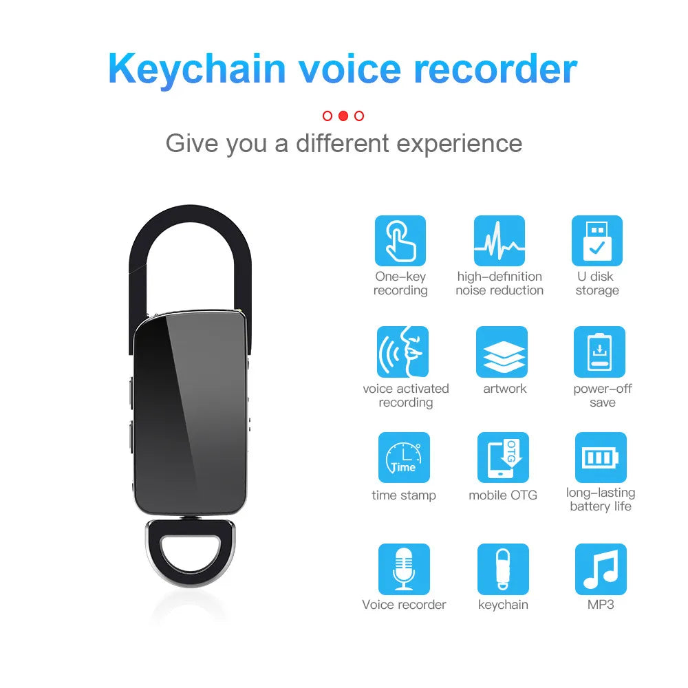 Mini Hidden Recorder Audio Key Chain Voice Recorder 16G 32G Mp3 Player ...