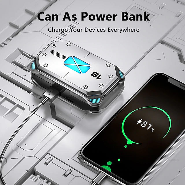 TWS RGB Lights Cool Mecha Wind Headphones Touch Control Noise Cancelin ...