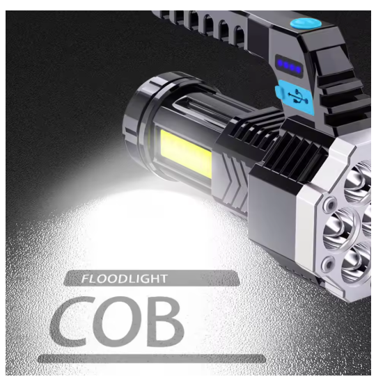 200Watts 7 LED FlashLight with COB Side Lights USB Rechargeable 4 Mode ...