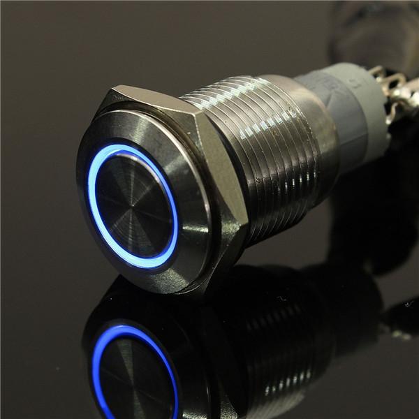 12V 16mm Angel Eye Metal Illuminated LED Push Button Switch Car Dash B ...
