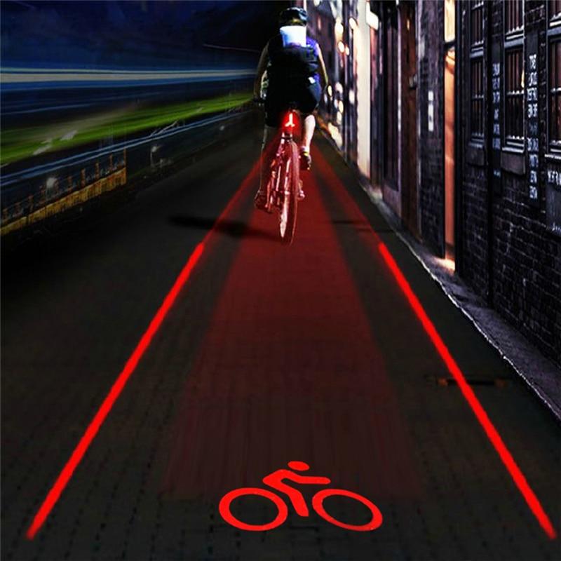2 Laser + 5 LED Logo Projection Bike Warning MTB Light Bicycle Tail Li ...