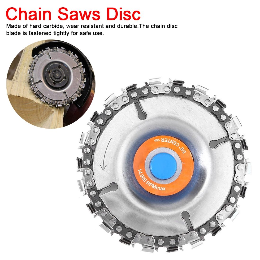 4 inch Wood Carving Disc Cut Chain 22 Tooth Grinder Disc Fine Chainsa ...