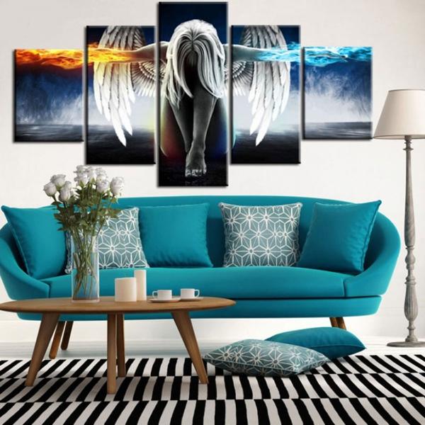 5pcs Splicing Mosaic Paintings of Living Room Spray Oil Painting Angel ...