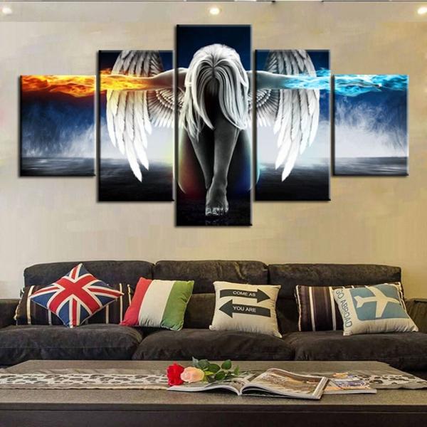 5pcs Splicing Mosaic Paintings of Living Room Spray Oil Painting Angel ...