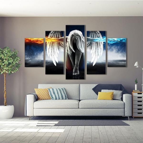 5pcs Splicing Mosaic Paintings of Living Room Spray Oil Painting Angel ...