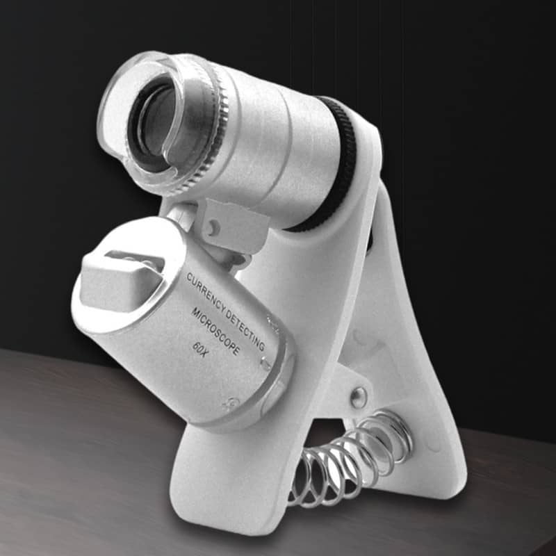 60X Universal Clip-on LED Cell Phone Microscope Mini 60x Handheld Mic ...