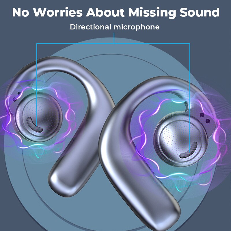 Bone Conduction Bluetooth 5.3 Earphones Sports Earbuds Led Display Wir ...