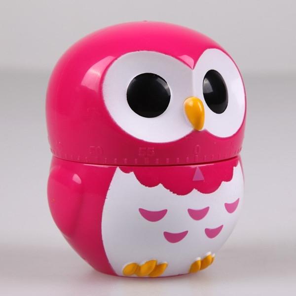 Cute Cartoon Owl Shape Timer 60-Minute Count Down Kitchen Timer Rose R ...