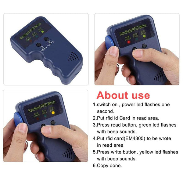 Handheld ID Card 125KHz EM4100 RFID Copier Writer Duplicator Program ...