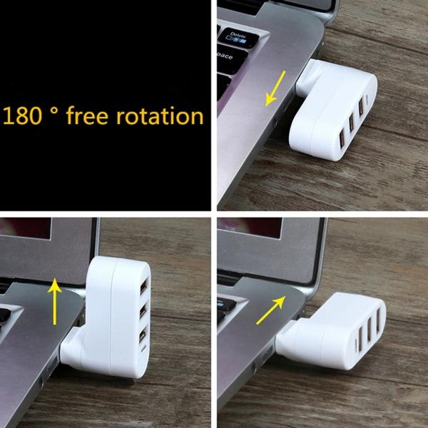 Mini 3 Port USB 2.0 Rotate HUB Adapter Splitter for PC Desktop Laptop ...