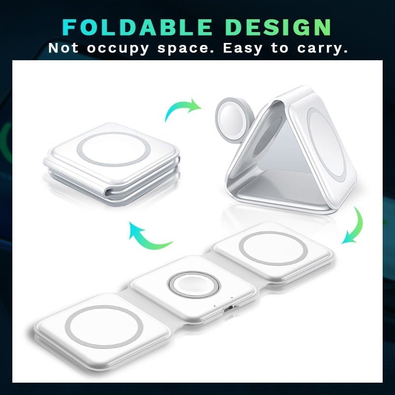 Portable Foldable 3-in-1 Wireless Charger 15w Fast Charger – dinoinbox