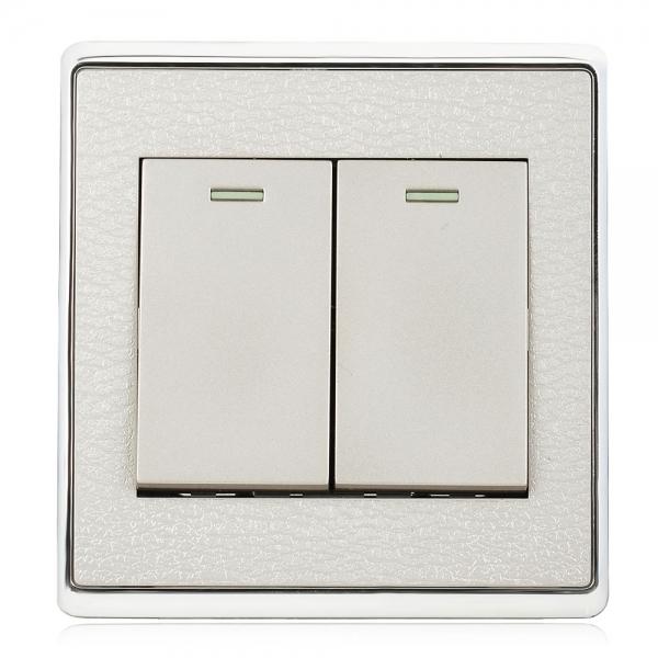 Leather Lines Panel Stainless Steel Two-Gang Wall Switch - Silver – usadino