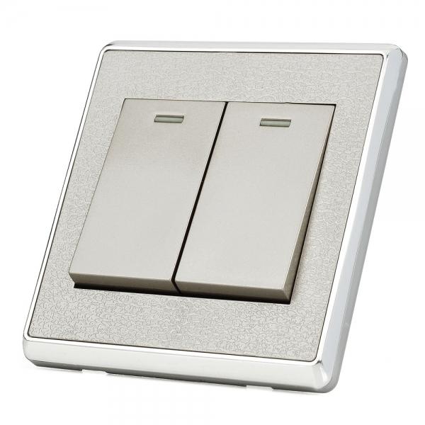 Leather Lines Panel Stainless Steel Two-Gang Wall Switch - Silver – usadino