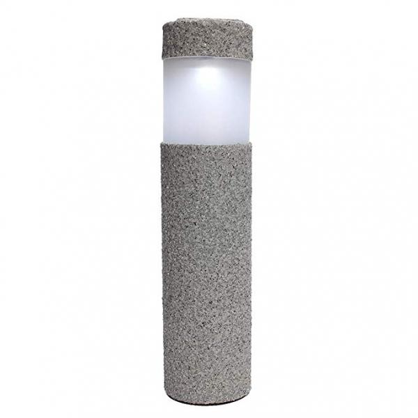 Solar Power Stone Pillar White LED Lights Garden Lawn Courtyard Decora ...