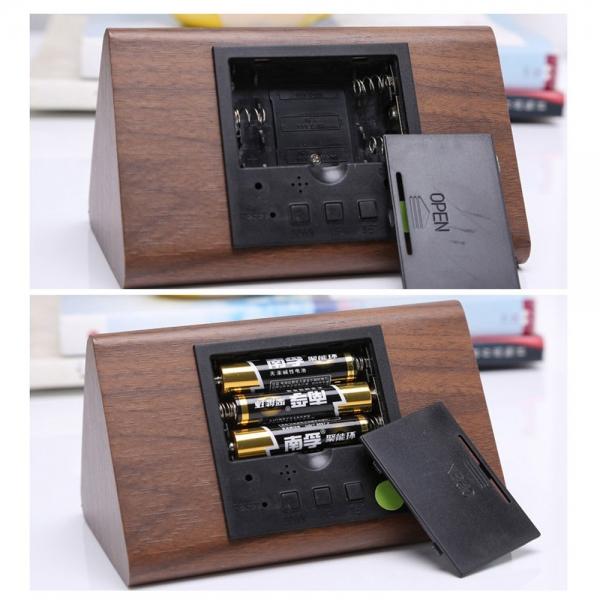Sound Control Triangle Wooden LED Alarm Clock Digital Thermometer Cale ...
