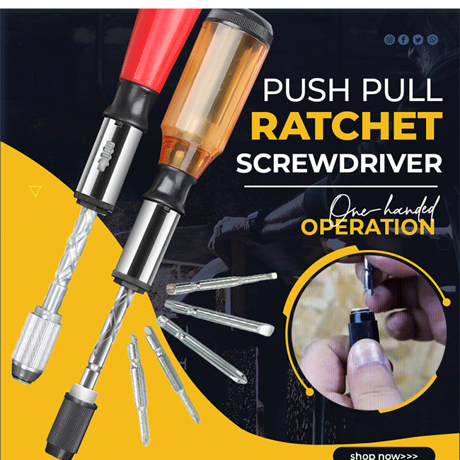 Push Pull Ratchet Screwdriver Red – dinoinbox