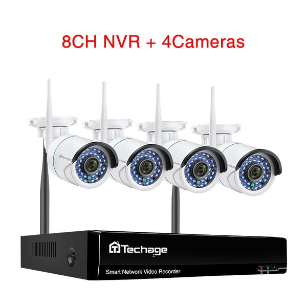 Techage H.265 8CH 3MP Wireless Video Camera System Outdoor Audio Reco ...