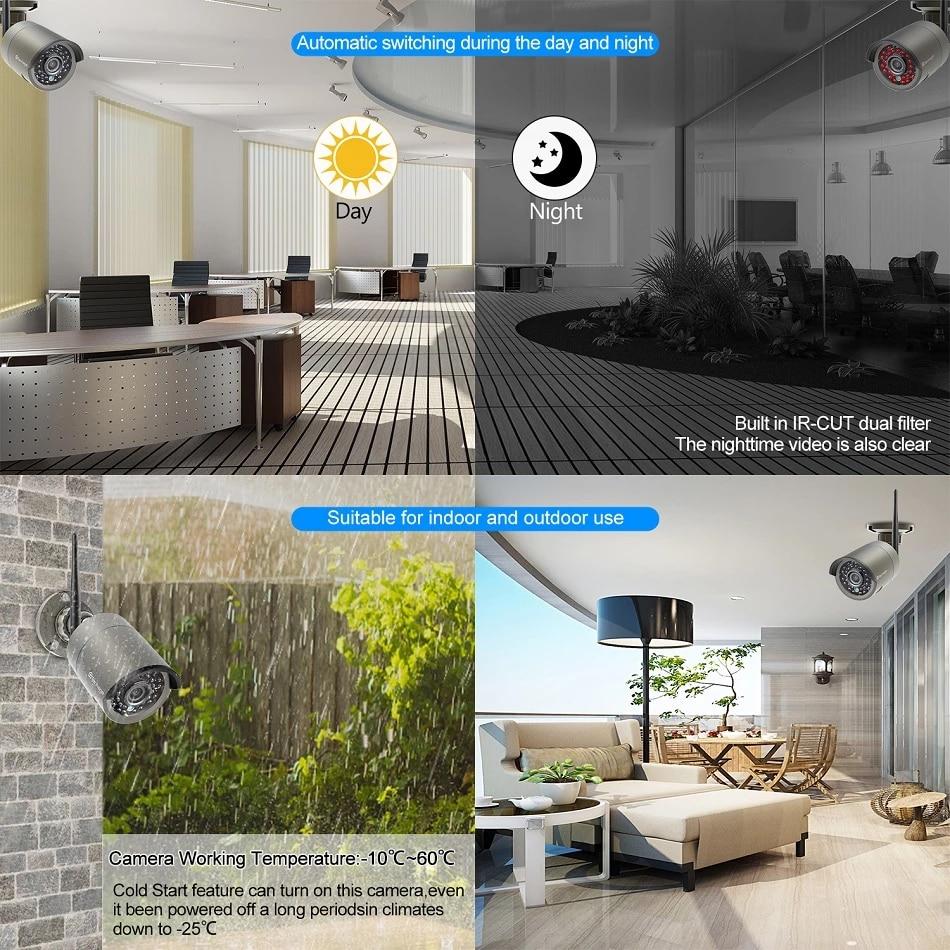 Techage H.265 8CH 3MP Wireless Video Camera System Outdoor Audio Reco ...