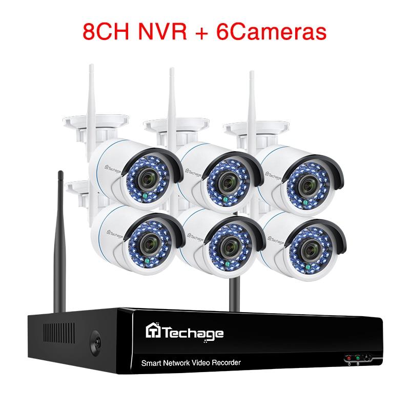 Techage H.265 8CH 3MP Wireless Video Camera System Outdoor Audio Reco ...