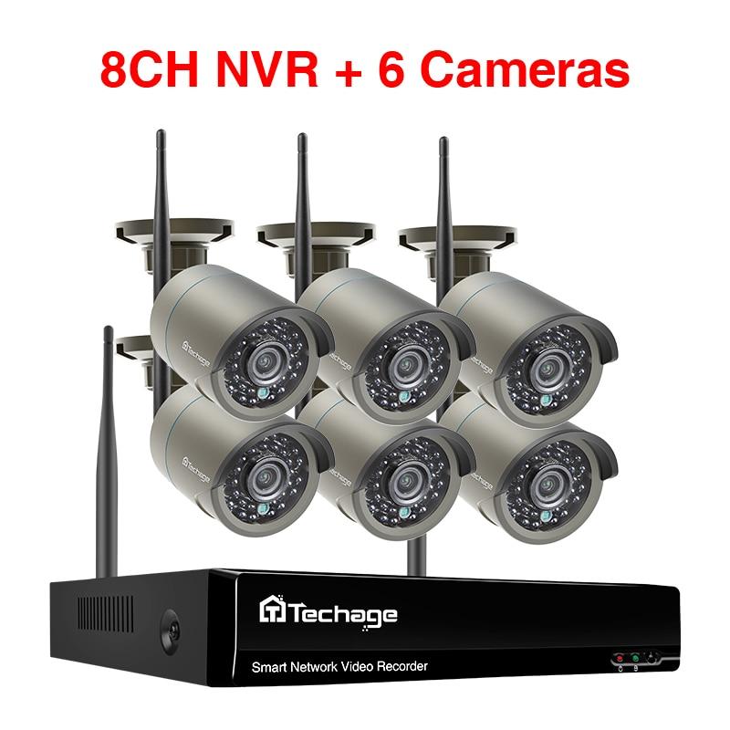 Techage H.265 8CH 3MP Wireless Video Camera System Outdoor Audio Reco ...