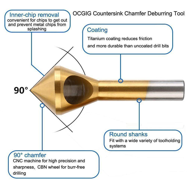 Titanium Coated Countersink Chamfer Tool Deburring Drill Taper Hole C ...