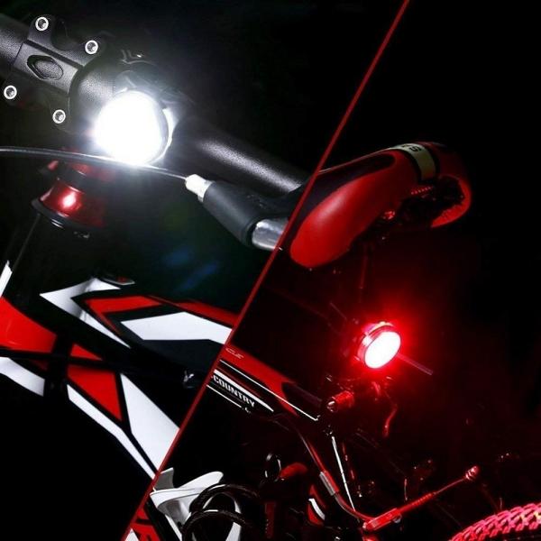 USB Rechargeable Super Bright LED Front and Back Rear Bicycle Lights ...